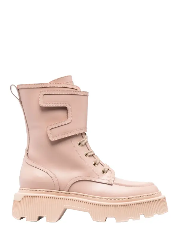 Santoni Round-toe Leather Boots - Pink