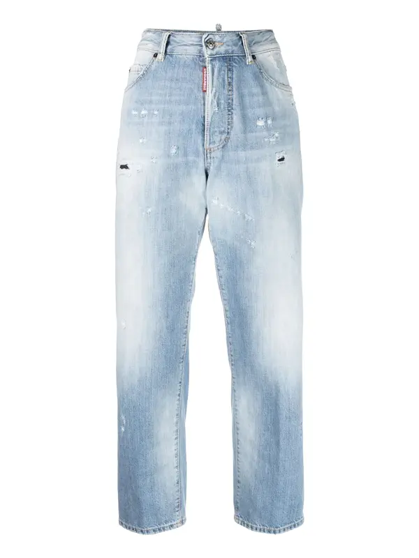 Dsquared2 Bleached-wash Cropped Jeans - Blue