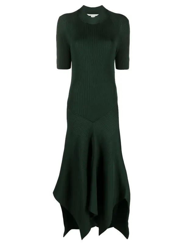 Stella McCartney Asymmetric Ribbed-knit Dress - Green