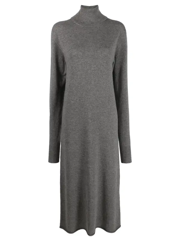 JIL SANDER High-neck Cashmere Knitted Dress - Grey