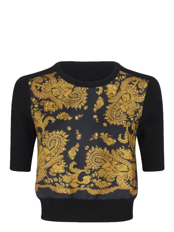 Etro Paisley-print Panelled Knitted Top - Black