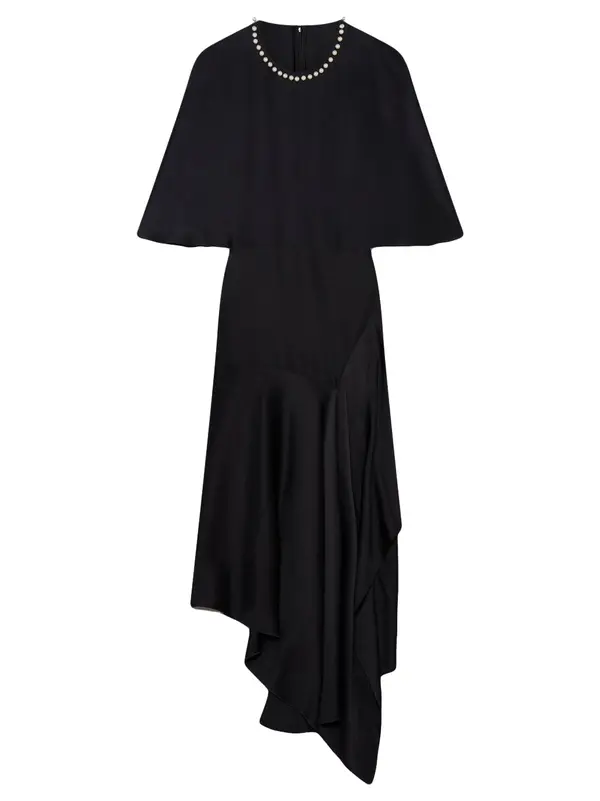 Stella McCartney Pearl-embroidered Midi Dress - Black