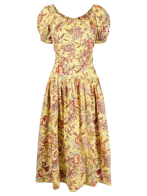 Ulla Johnson Golda Floral-print Midi Dress - Yellow
