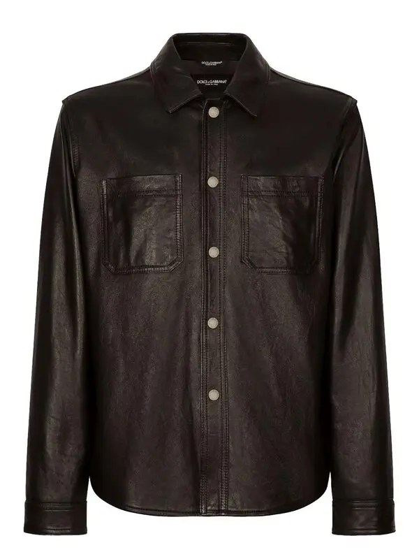 Dolce & Gabbana Button-up Leather Shirt - Black