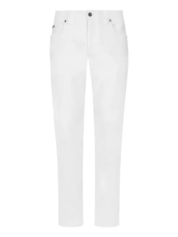 Dolce & Gabbana Logo-plaque Slim-fit Jeans - White