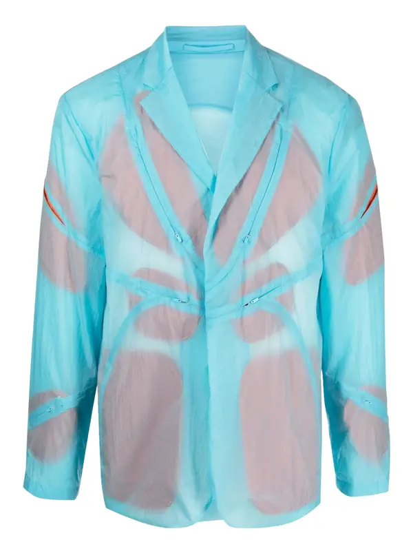 POST ARCHIVE FACTION Semi-sheer Notched-lapels Jacket - Blue