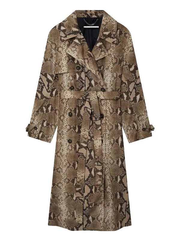 Stella McCartney Python-print Belted Trench - Neutrals