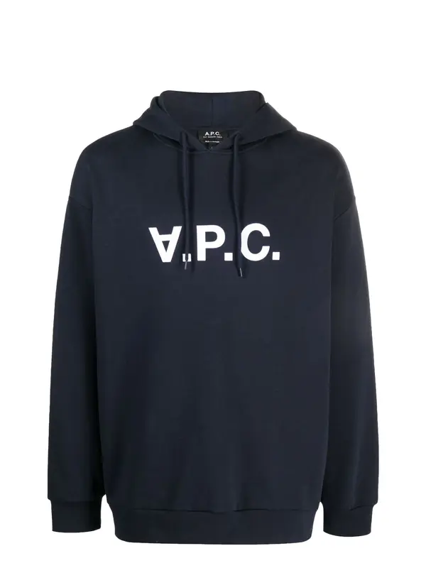 A.p.c. Milo Logo-print Organic-cotton Hoodie - Blue