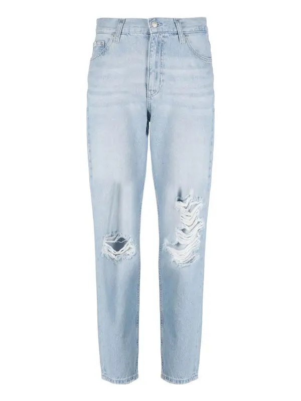 Calvin Klein Ripped Detailing Tapered-leg Jeans - Blue