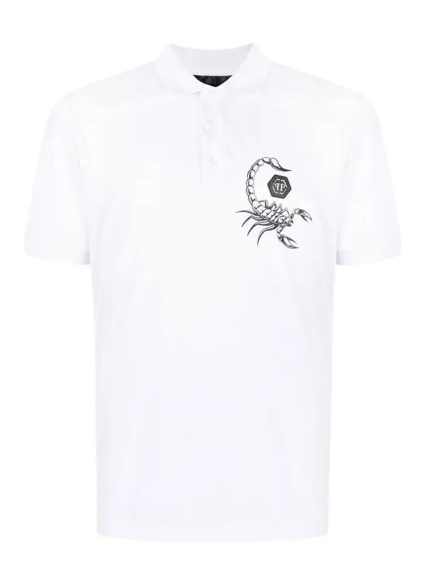Philipp Plein Scorpion-print Polo Shirt - White