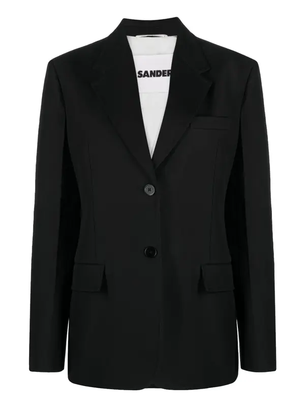 JIL SANDER Single-breasted Cotton Blazer - Black