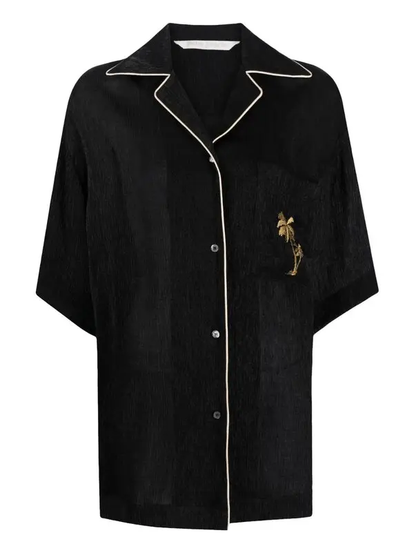 Palm Angels Soireé Logo-embroidered Shirt - Black