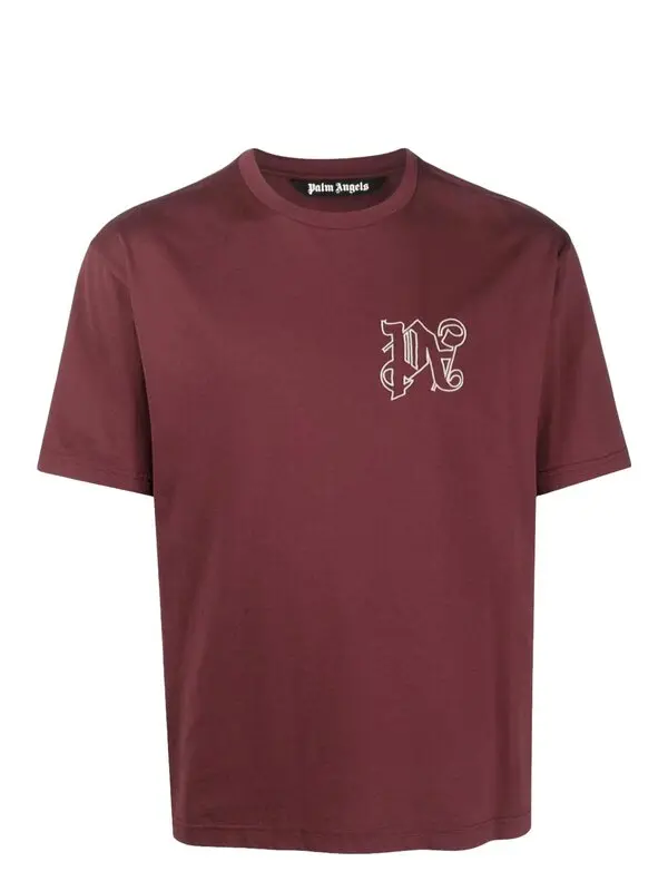 Palm Angels Monogram Cotton T-shirt - Red