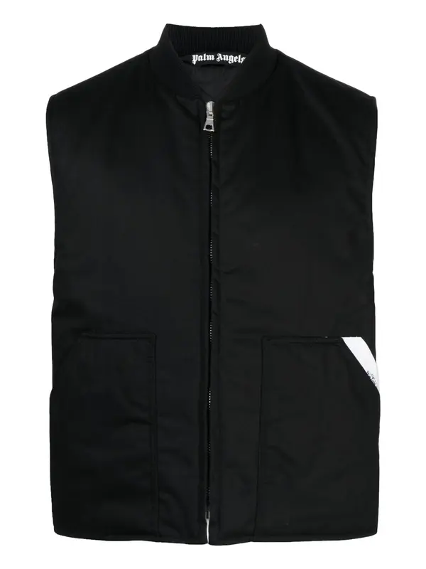 Palm Angels Sartorial Tape Zip-up Gilet - Black