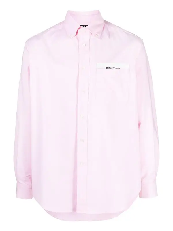 Palm Angels Logo-patch Cotton Shirt - Pink