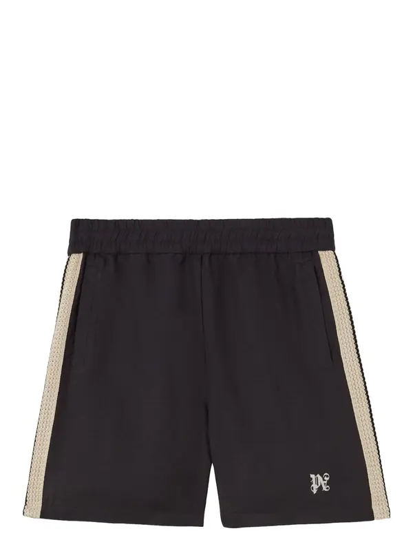 Palm Angels Monogram-embroidered Striped Shorts - Black
