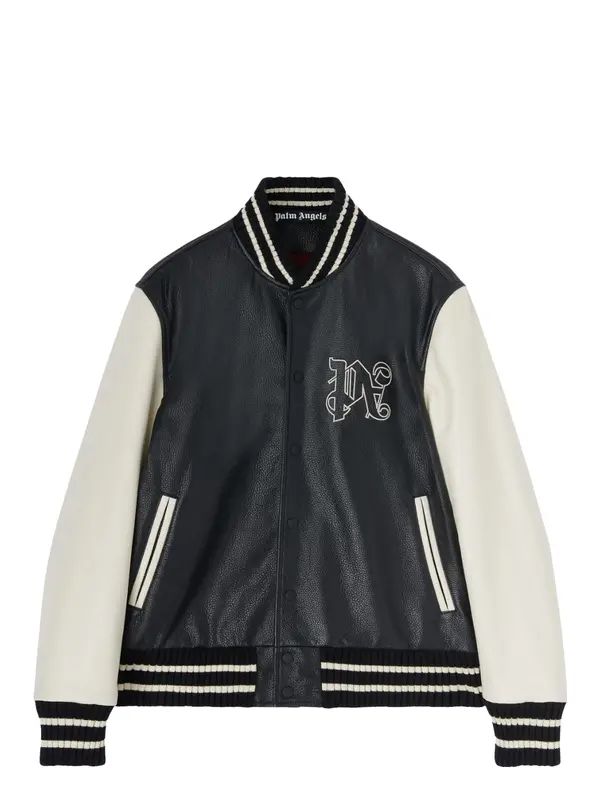Palm Angels Monogram-print Varsity Jacket - Black
