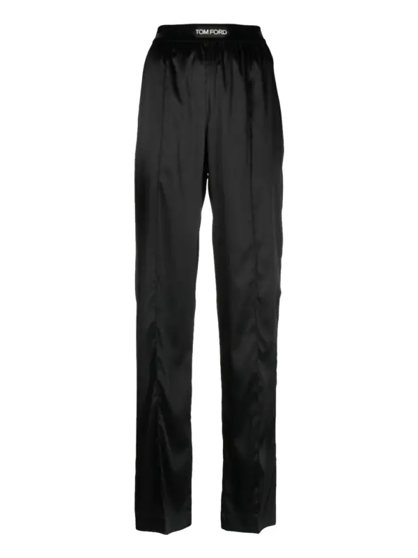 TOM FORD High-waisted Silk Trousers - Black