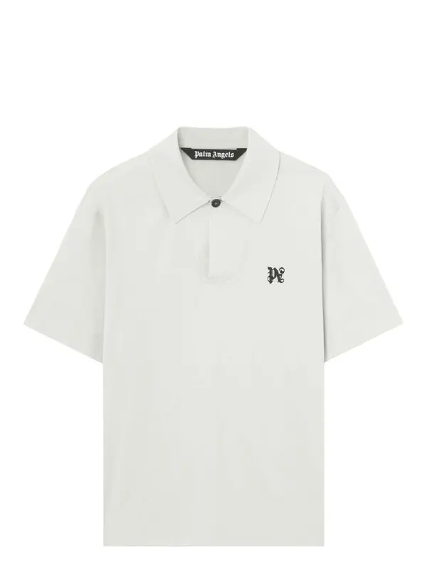 Palm Angels Monogram-embroidered Cotton Polo Shirt - White