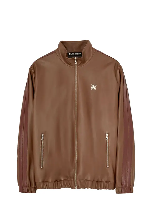 Palm Angels Pa Monogram Leather Track Jacket - Brown