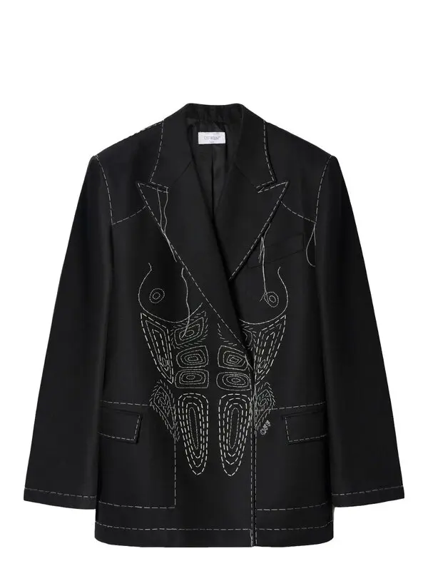 Off-White Runway Body Stitch Double-breasted Blazer - Black