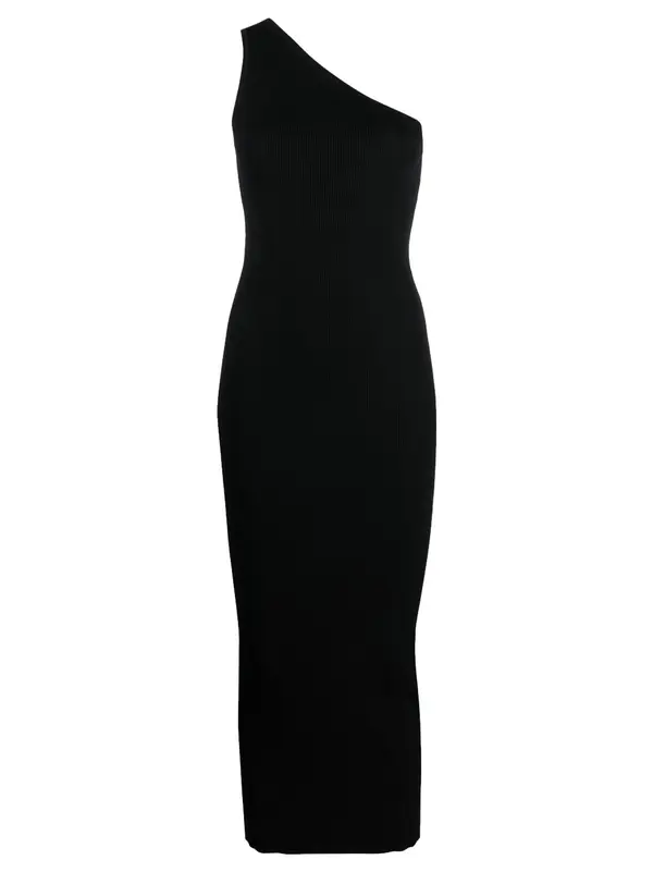 TOTÊME One-shoulder Ribbed-knit Maxi Dress - Black
