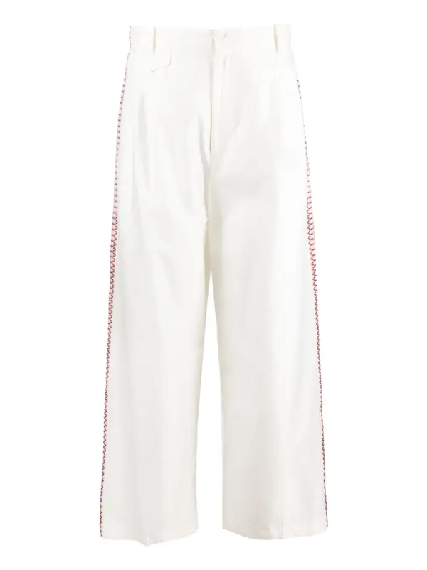 Zeus+dione Tape-detail Wide-leg Trousers - White