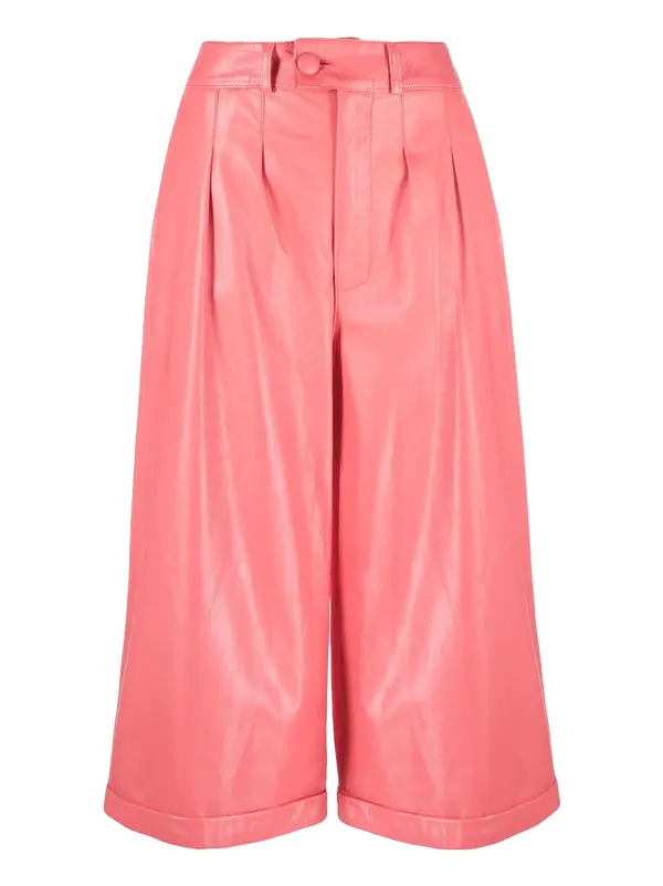 LISKA Leather Cropped Trousers - Pink