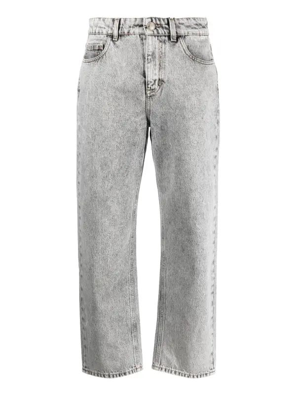 MOORER Stonewashed Straight-leg Jeans - Grey