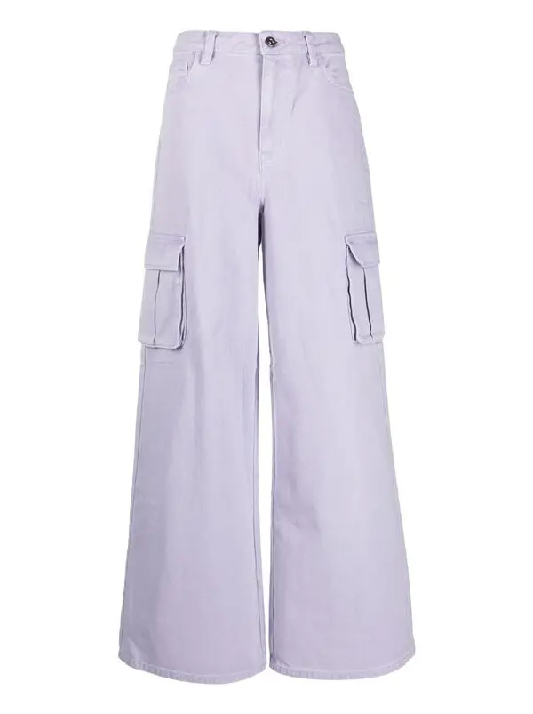 SELF-PORTRAIT Wide-leg Cargo Jeans - Purple