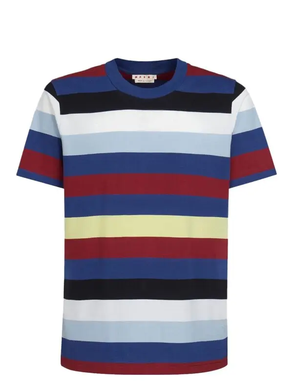 Marni Striped Cotton T-shirt - Blue