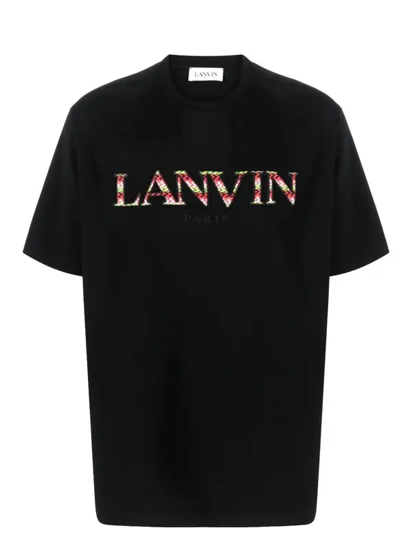 LANVIN Curb Logo-embroidered Cotton T-shirt - Black