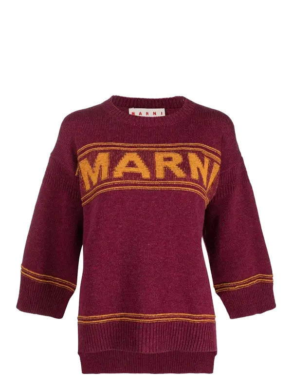 Marni Intarsia-logo Virgin Wool Sweater - Red