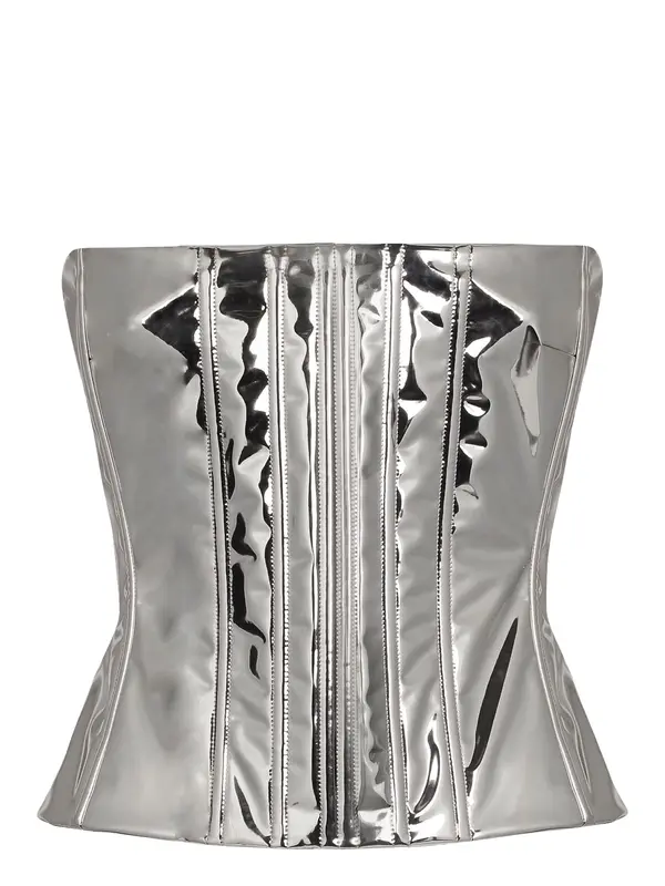 Dolce & Gabbana Satin Corset Top - Silver