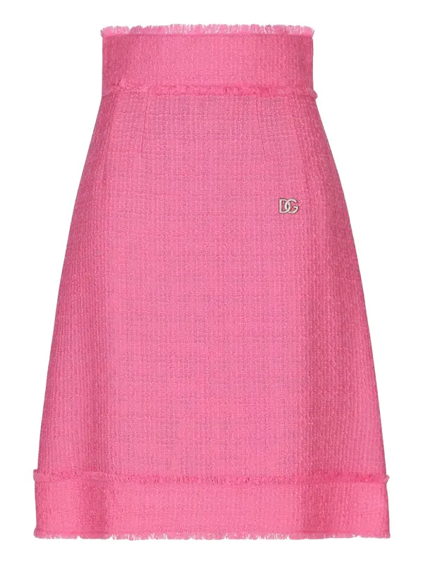Dolce & Gabbana Raschel Tweed Midi Skirt - Pink