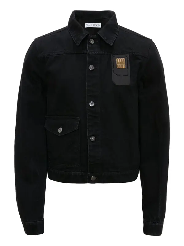 JW Anderson Sim Card Cotton Trucker Jacket - Black
