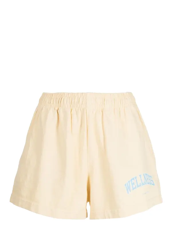 SPORTY & RICH Wellness-print Cotton Shorts - Yellow