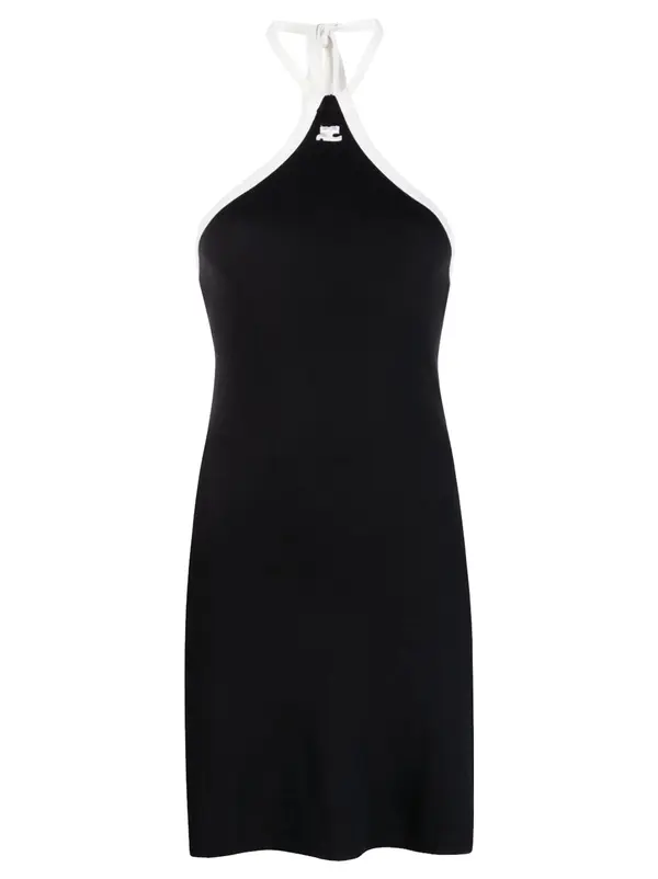 COURREGES Logo-embroidered Cotton Dress - Black