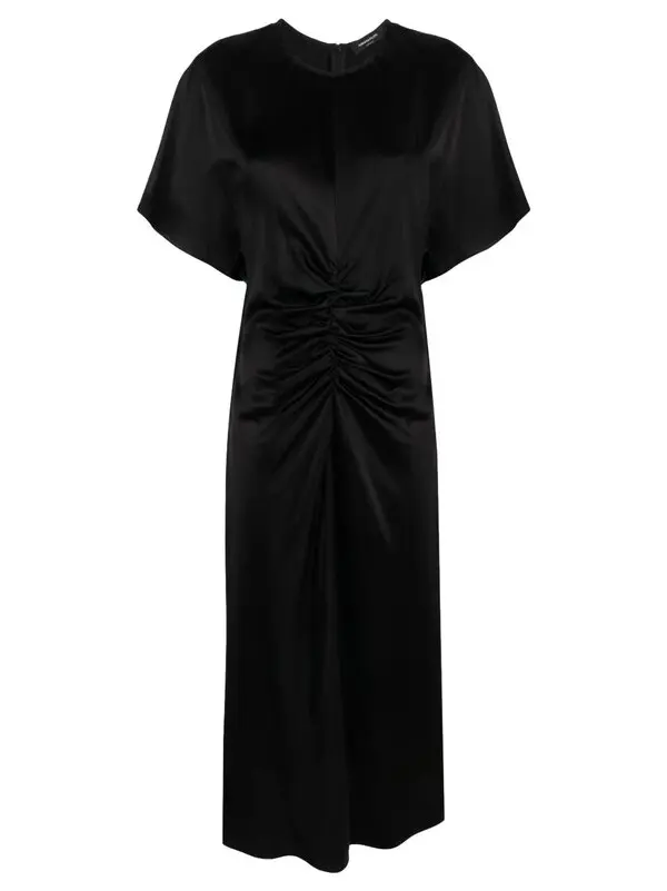 Fabiana Filippi Ruched Satin Midi Dress - Black