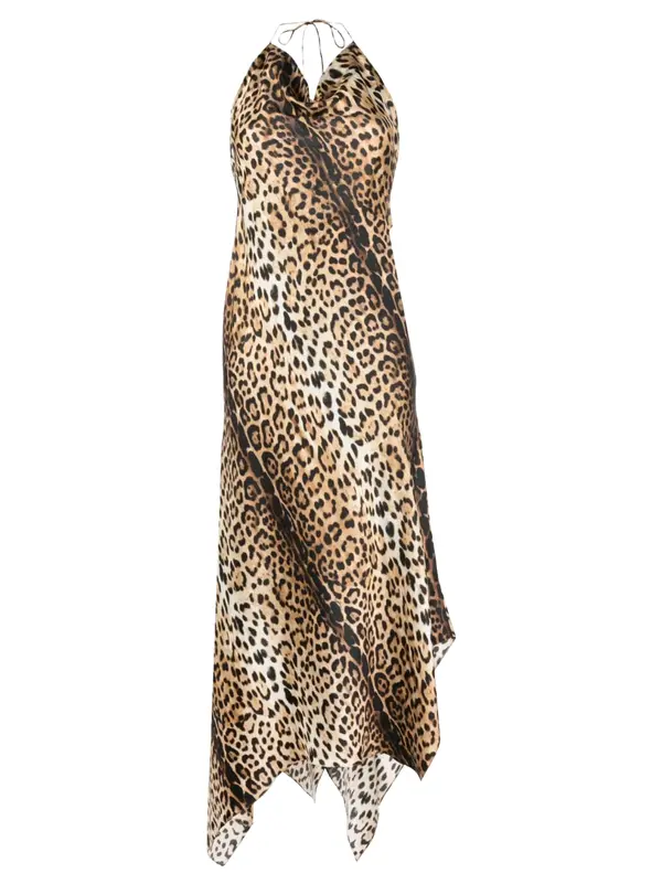 Roberto Cavalli Asymmetric-hem Silk Dress - Neutrals
