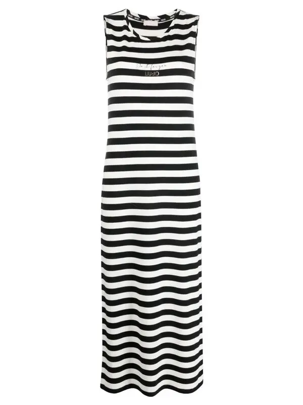Liu Jo Striped Slogan-print Dress - Black