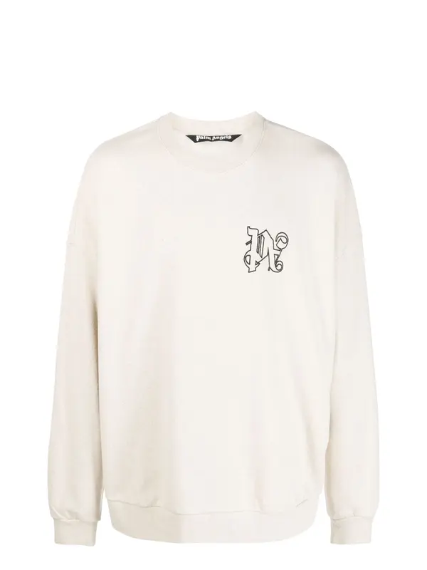 Palm Angels Logo-print Cotton Sweatshirt - Neutrals