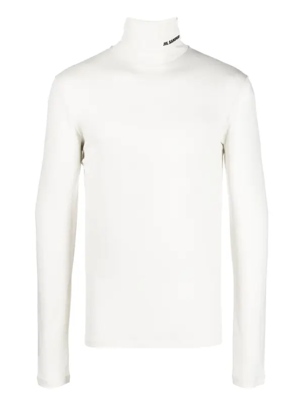 JIL SANDER Logo-print Roll-neck Jumper - Neutrals
