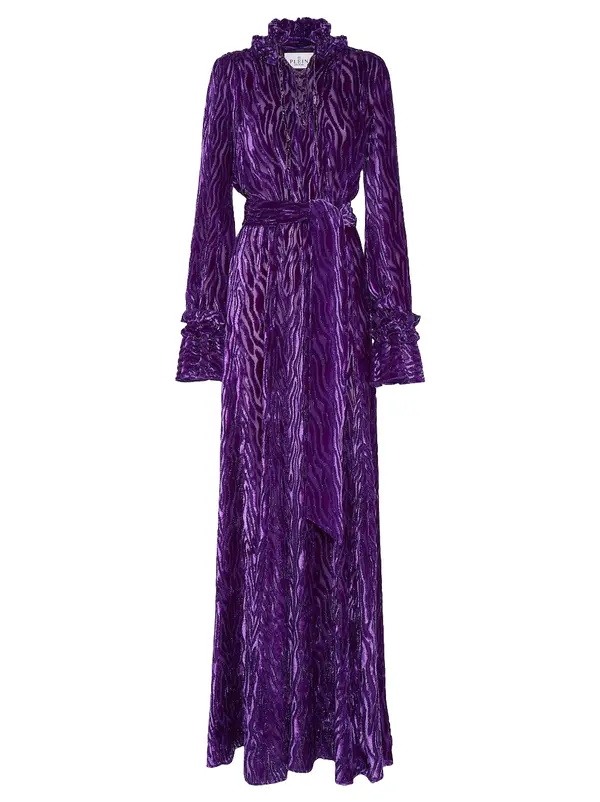 Philipp Plein Chiffon Gipsy Devoré-effect Dress - Purple