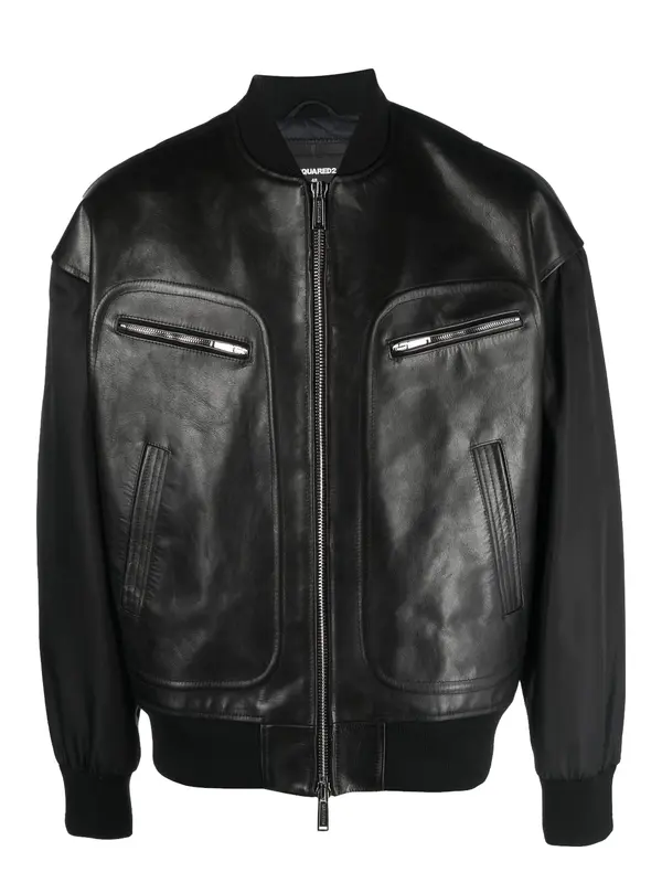 Dsquared2 Logo-patch Panelled Bomber Jacket - Black