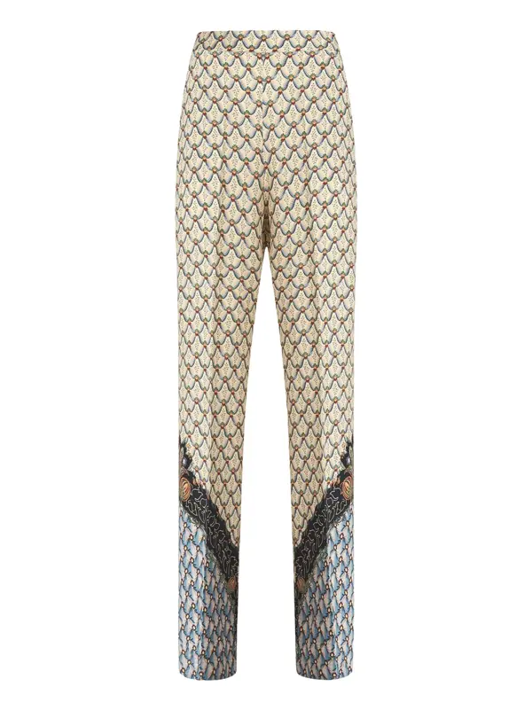 Etro Graphic-print Straight-leg Trousers - Neutrals