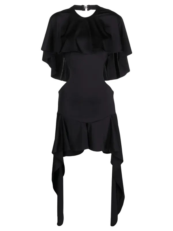 Attico Airi Cape-effect Mini Dress - Black