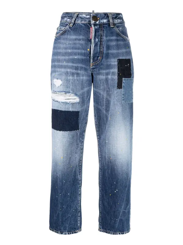 Dsquared2 Paint Splatter Straight-leg Jeans - Blue
