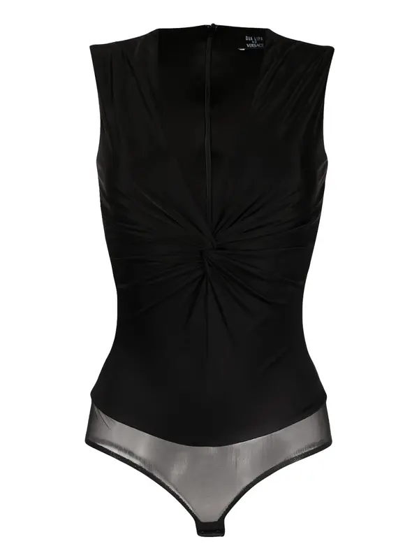 Versace Knotted V-neck Bodysuit - Black