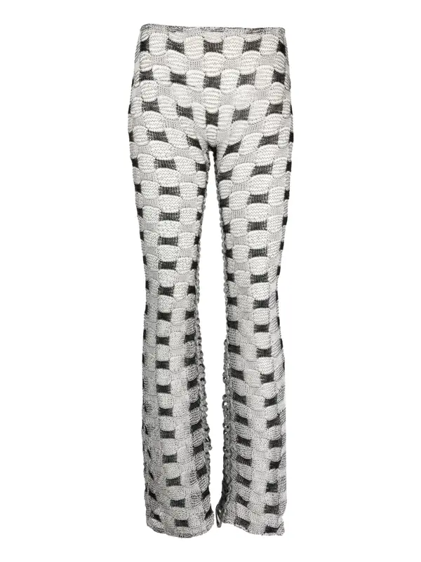 ISA BOULDER Check-pattern Knit Trousers - White